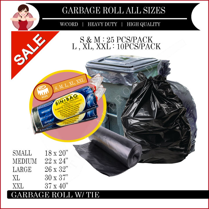 Black/White Garbage Bag Calypso Bin Bag Garbage Roll Trash Bag Roll ...