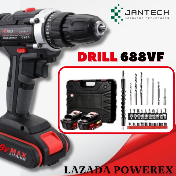 (JANTECH) 688VF Cordless Drill Driver Rechargeable Multifunction Cordless Drill Electric ...