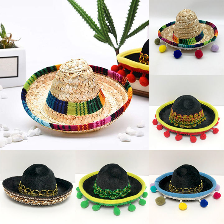HUAKUN Carnival Party Headdress Hats Accessories Mexican Mini Sombrero ...