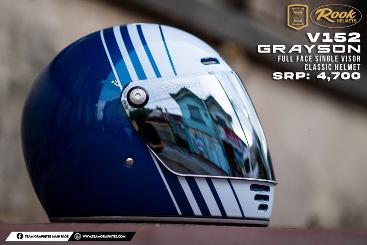 ROOK V152 GRAYSON (IRIDIUM LENS) FULL FACE SINGLE VISOR WITH FREE CLEAR ...