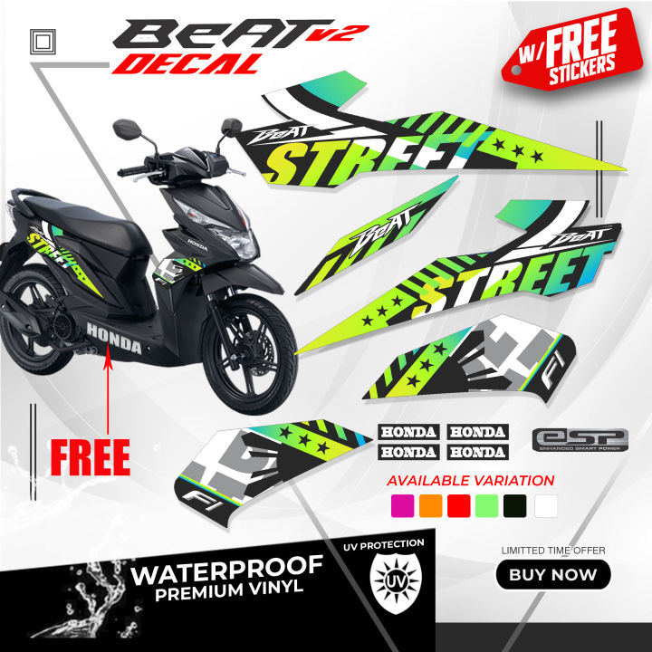 Honda Beat Fi V2 Decal: Stock Design, Waterproof Sticker, Laminated for ...