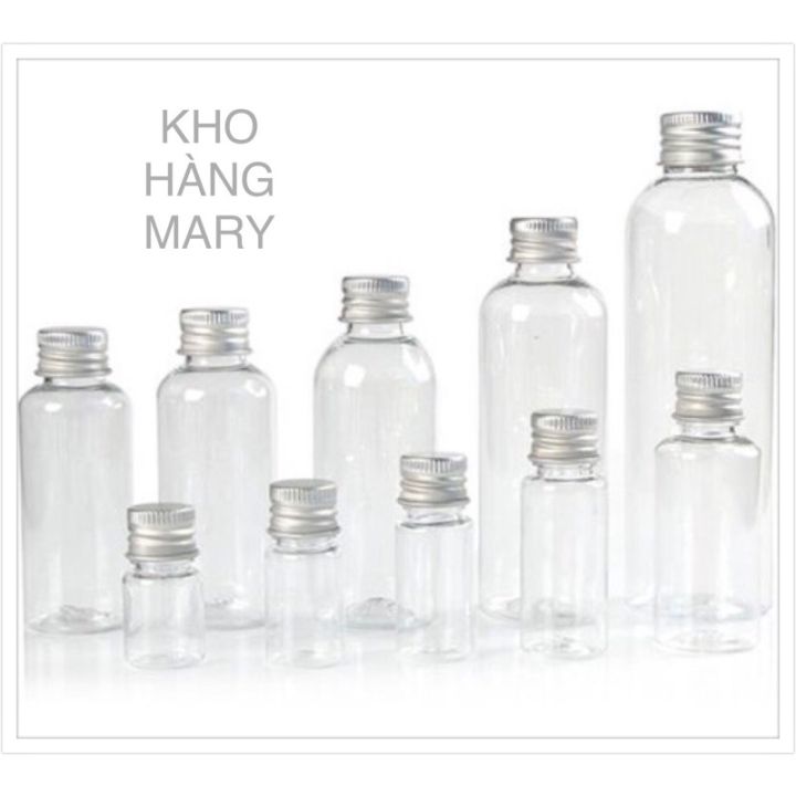 Chai Nhựa Pet Nhỏ Nắp nhôm - Lọ chai Trong suốt 20ml/ 30ml/ 50ml/ 70ml/ 100ml nắp vàng/ bạc/ bật ...
