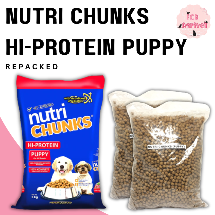 [FCR AGRIVET] 2kg Nutri Chunks Hi-Protein Puppy Lamb, Chicken Liver, and Milk Flavor / Repacked ...
