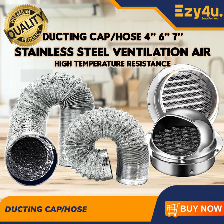 4" 6" 7" Stainless Steel Ventilation Wall Air Vent Exhaust Extractor ...