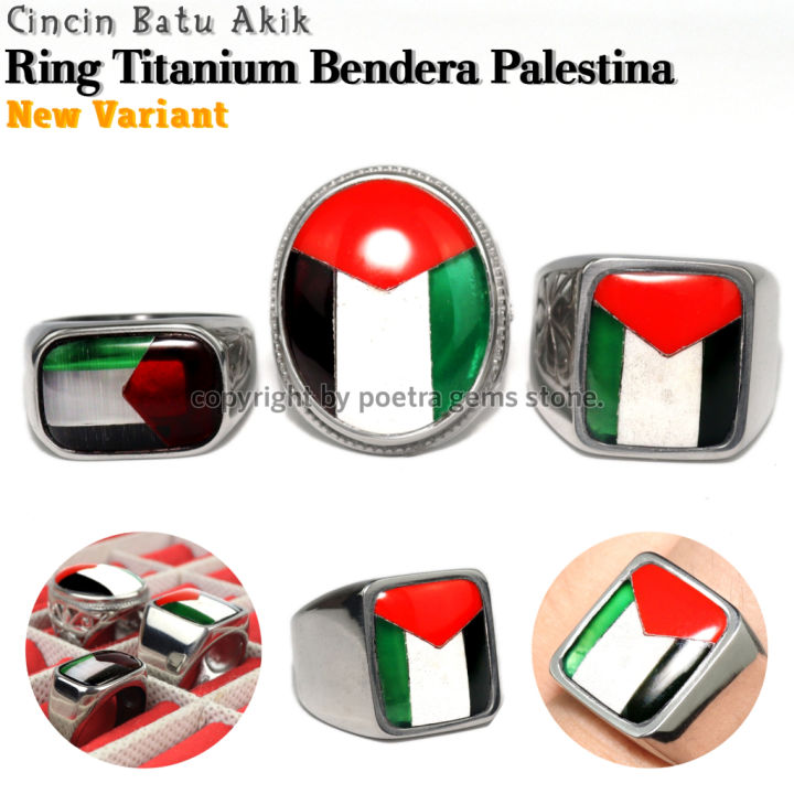 Cincin Natural Batu Akik Motif Bendera Palestina Ring Titanium | Lazada ...