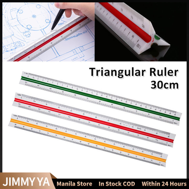 Plastic Triangular Scale Ruler 30cm Metal Triangle Scale Ruler for ...