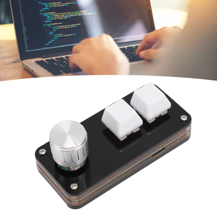 USB Gaming Keypad 2 Keys 1 Knob Macro Programming Keyboard Hot Swappable Design for Computer ...