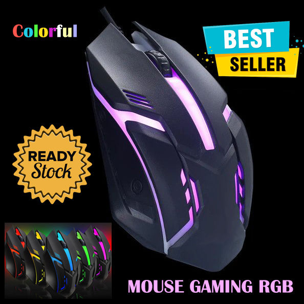 Mouse Gaming LED RGB 1200 DPI 618 Mos Kabel USB Laptop PC Komputer ...