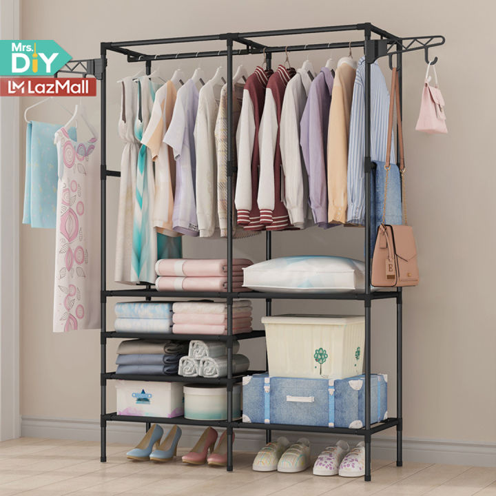 MRS.DIY ราวแขวนผ้า เหล็กแข็งแรง แบบสีเหลี่ยม ชั้นวางอเนกประสงค์ ราวตาก ...