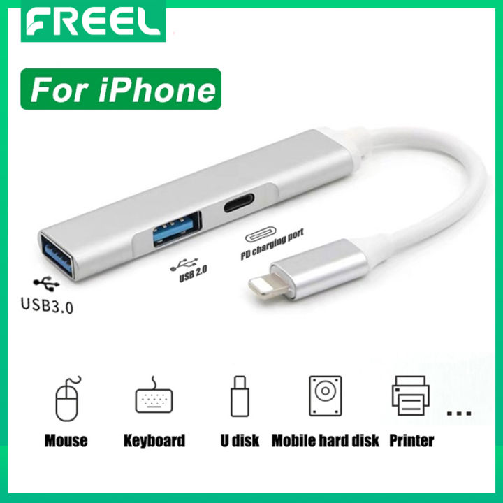 Lightning Hub USB 3.0 Hub Splitter อะแดปเตอร์แท่นชาร์จเร็ว OTG สำหรับ ...