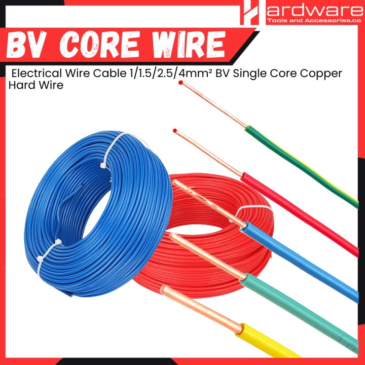 Electrical Wire Cable 1/1.5/2.5/4mm² BV Single Core Copper Hard Wire ...