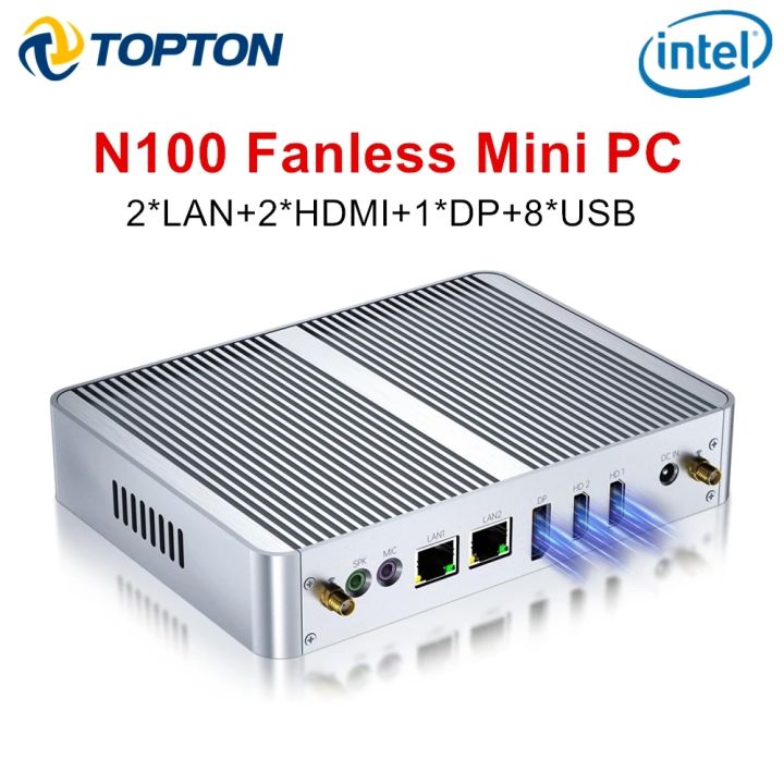 Topton M4 Fanless Mini PC Intel N100 Windows 11 3xStorage 3x4K Display ...