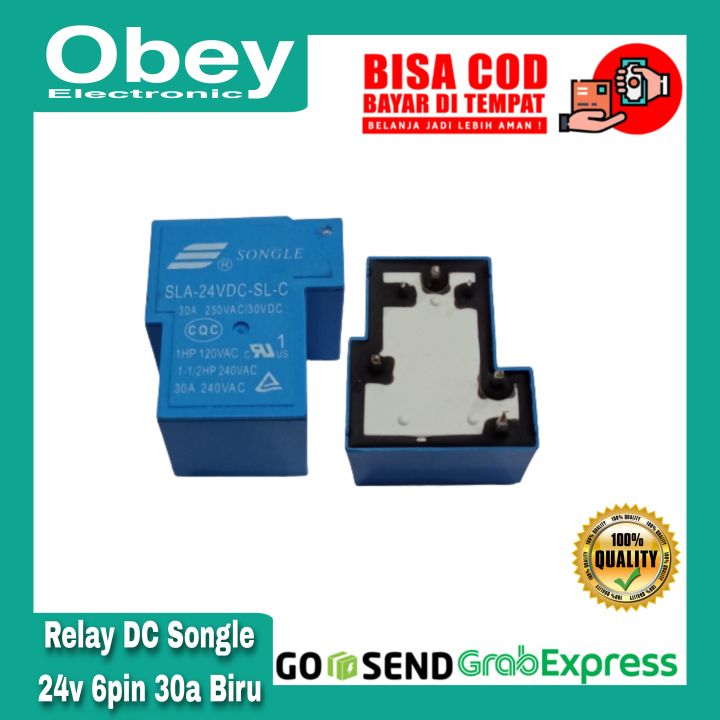 relay dc songle 24v 6p 30A biru | Lazada Indonesia