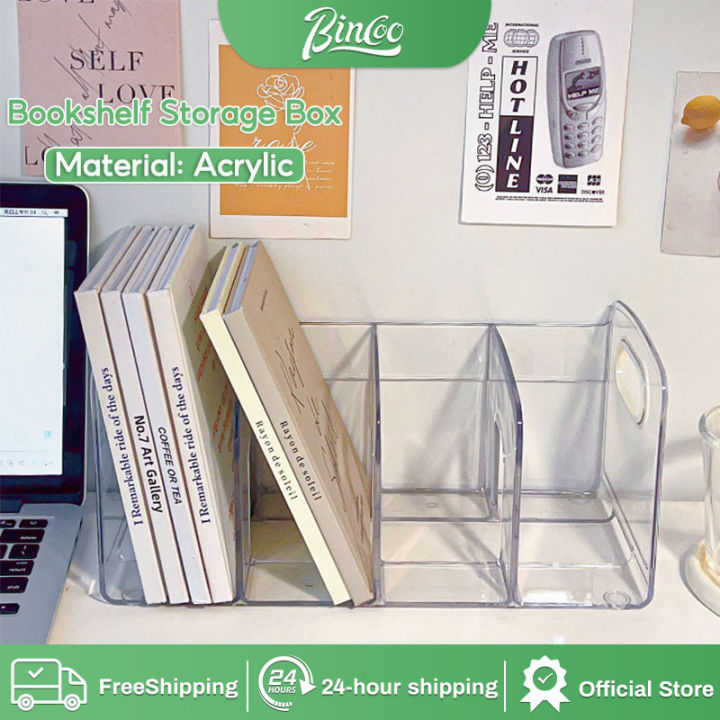 BINCOO Acrylic Desktop Bookshelf Storage Box Office Documents Student ...