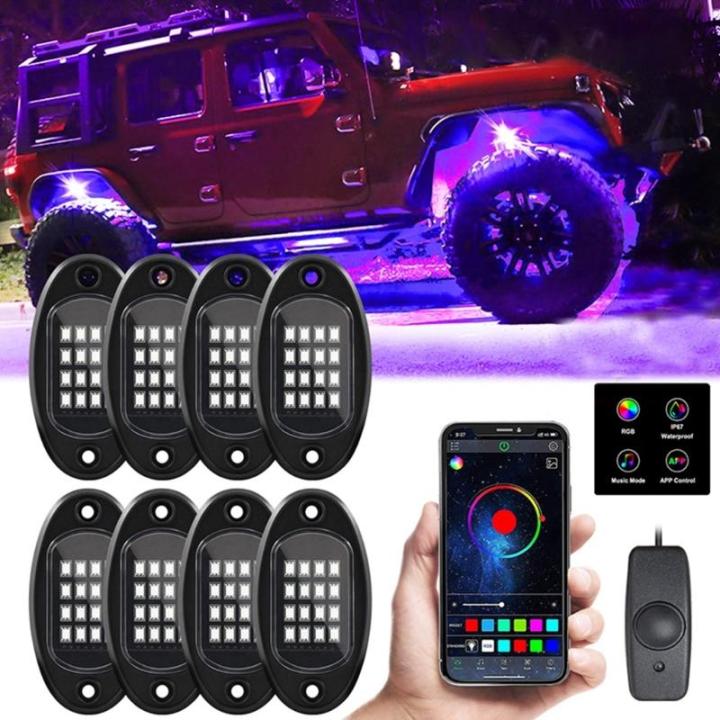 RGB LED Rock Lights, LED Lights with Phone App/Remote Control for ...