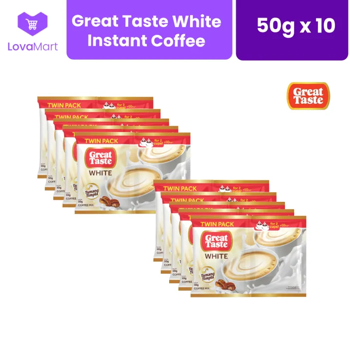 Great Taste White Twin Pack Sachets, 3-in-1 Coffee, 50g x 10 sachets ...