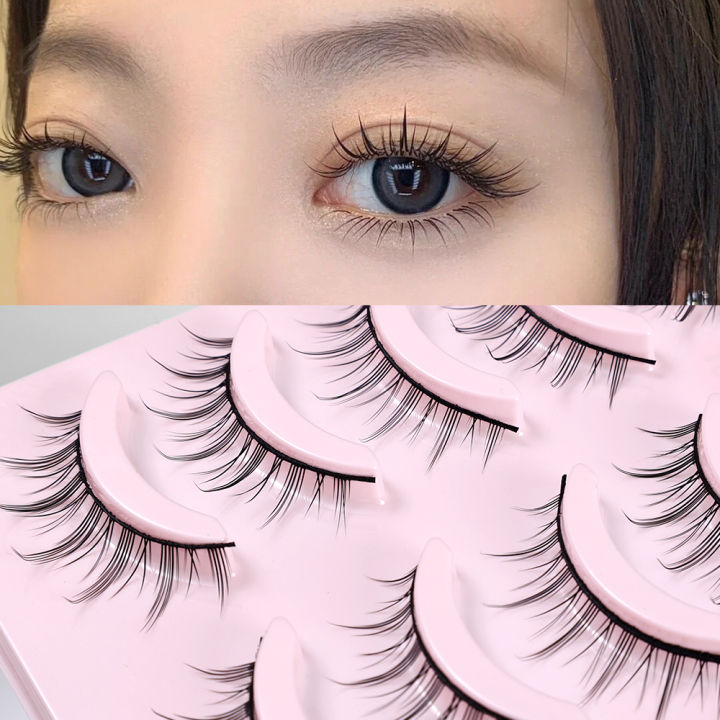 5 Pairs False Eyelashes Thin Band Short HandMade Lighte Soft Eyelash ...