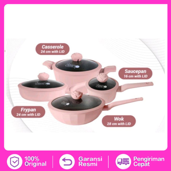 Stein Cookware GLAMOUR ROSE Series 4 in 1 complete set | Lazada Indonesia