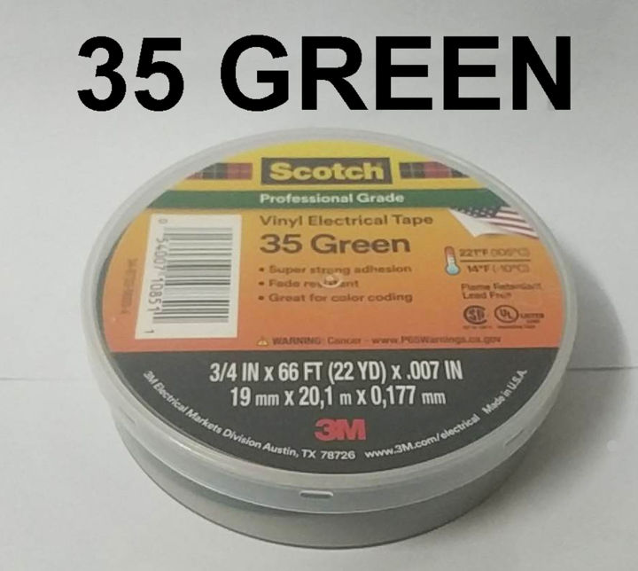 ORIGINAL 3M SCOTCH 35 GREEN ---- COLOR CODING TAPE VINLY ELECTRICAL ...