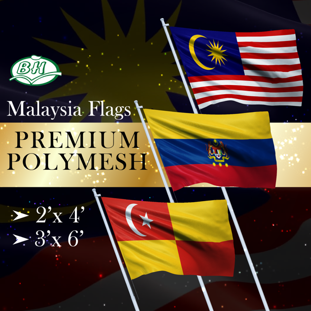 [STOCK KL] 2x4ft/ 3x6ft Polymesh Cotton Malaysia Flag/ Bendera Jalur ...