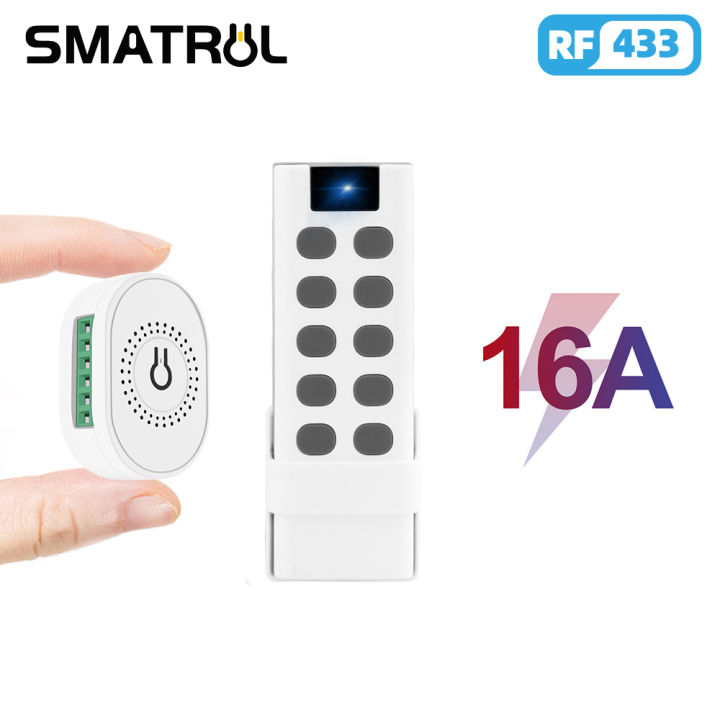 SMATRUL Wireless Switch 433Mhz RF, 10 Key Remote,Light Mini Electrical ...