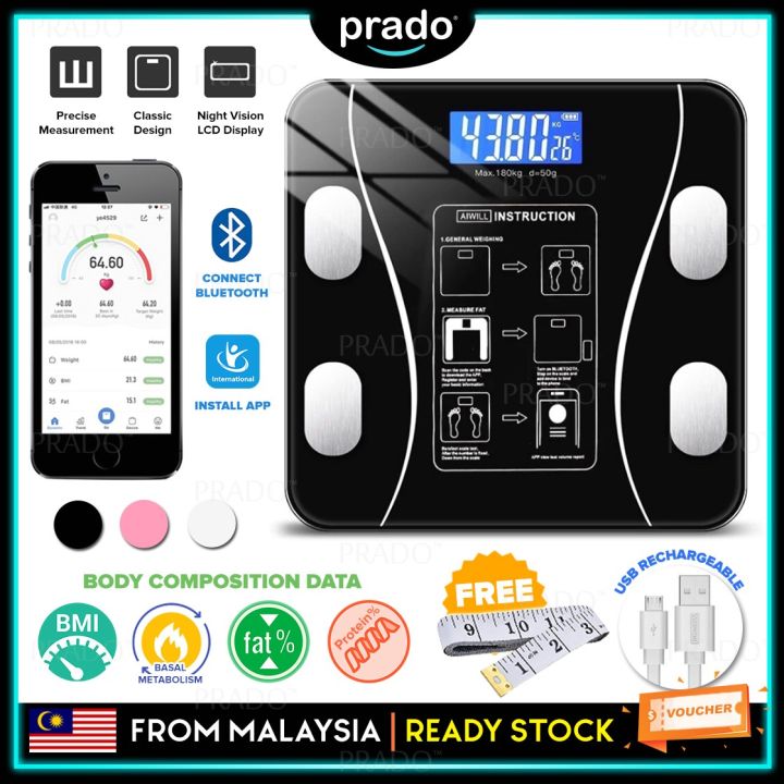 PRADO Malaysia Bluetooth Digital Body Fat Smart Scale Body Weight ...