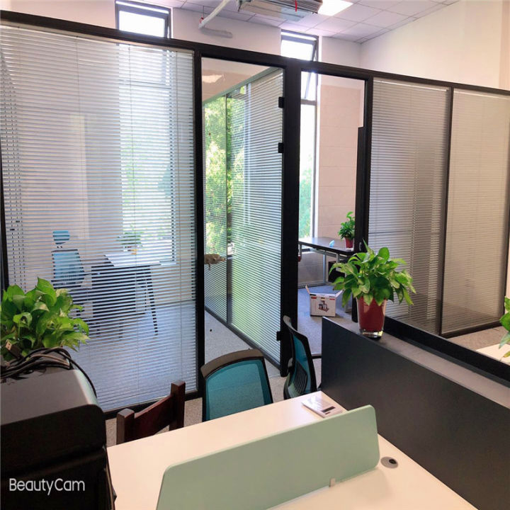 Office glass partition double glass shutter screen plate partition ...