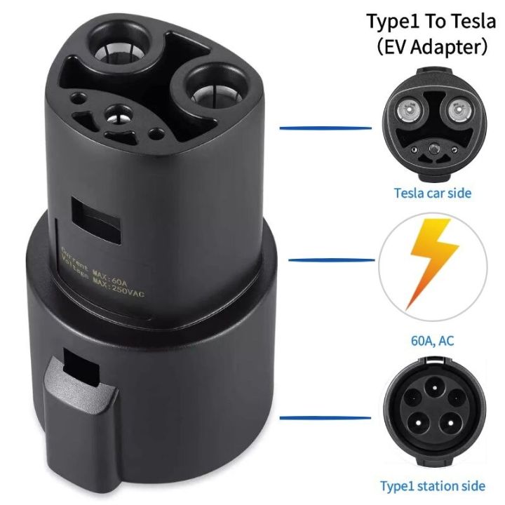 Type1 To Tesla EV Adapter Type 1 Charging Station Plug To Tesla Car ...