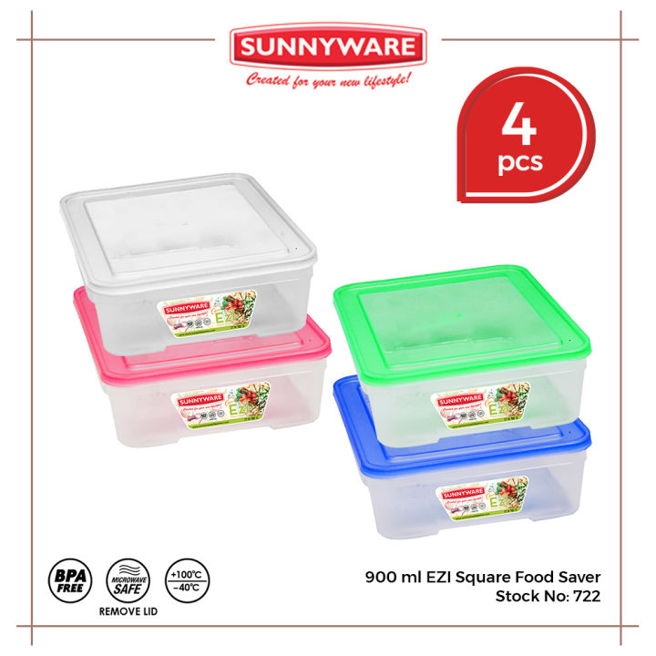 4pcs 900 ml EZI Food Saver Keeper Storage Container [Sunnyware 722 ...