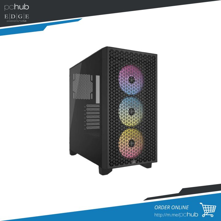 PChub | Corsair 3000D RGB AIRFLOW TG, black, ATX, 3x120mm, USB3 2A, pn ...