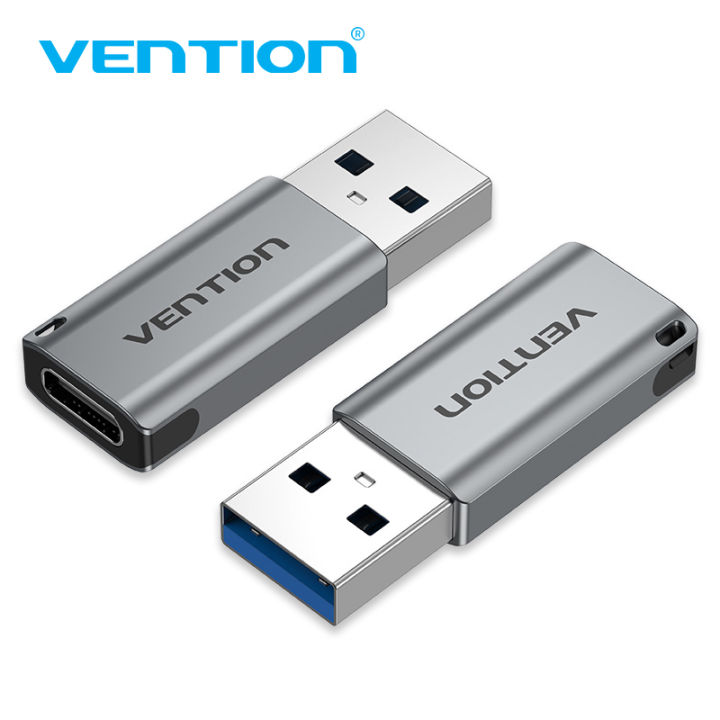 Vention USB 3.0 Male to USB-C Female Adapter Gray Aluminum Alloy Type ...