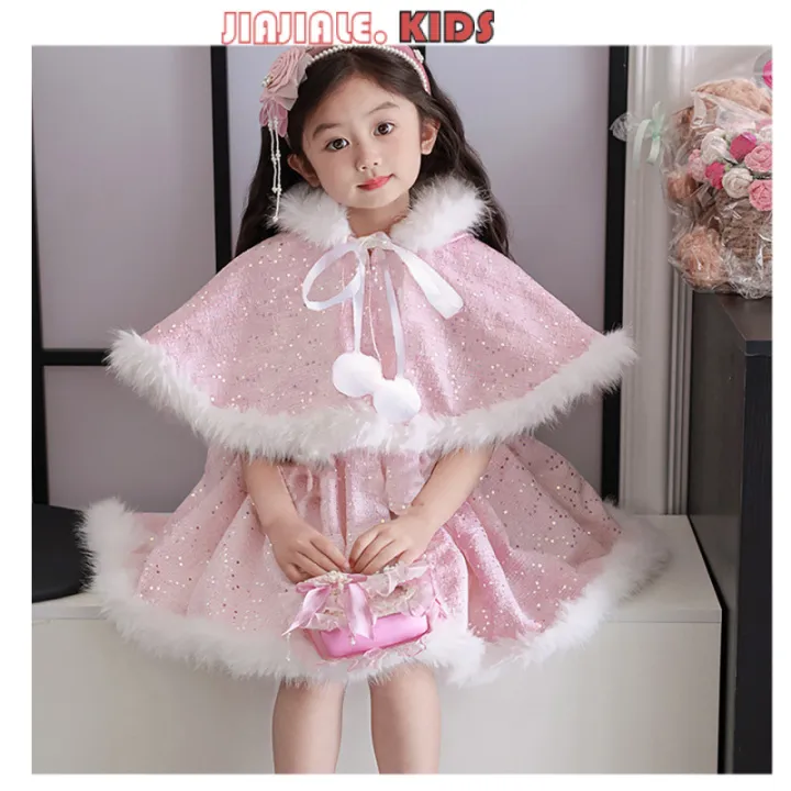 2-12Y Kids Barbie Princess Dress 7-Piece Set | Cape Dress with Tweed ...