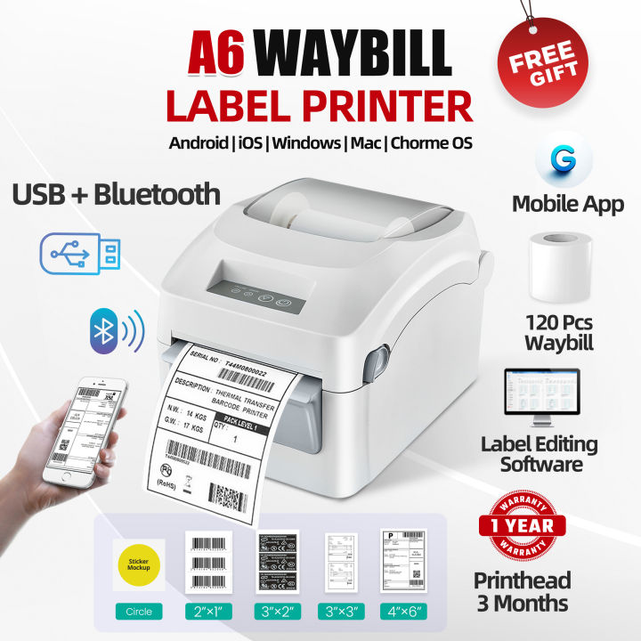 Thermal Printer Bluetooth Waybill Barcode Shipping Label Consignment ...