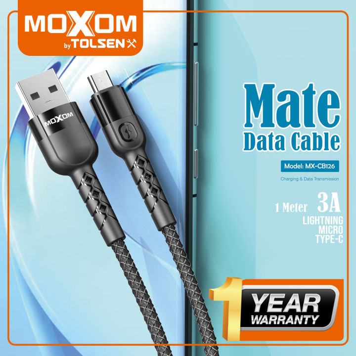 MOXOM Mate Quick Charging 3A Qualcomm 3.0 USB Cable 3A BLACK 1 Meter ...