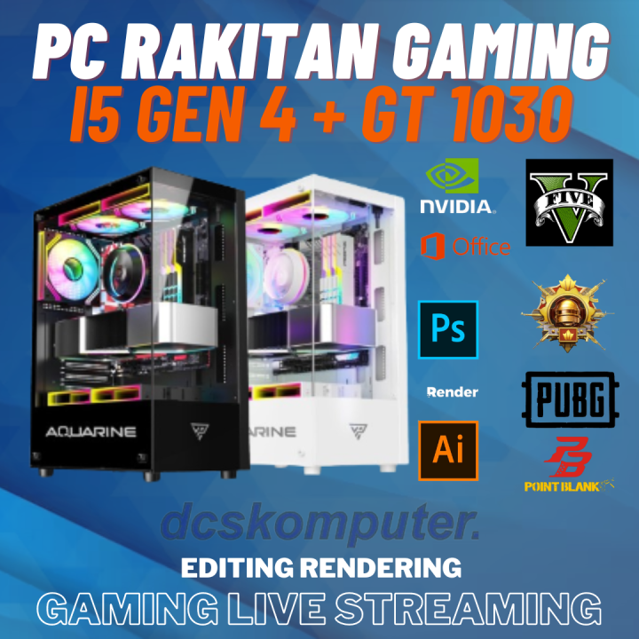 RAKITAN PC GAMING CORE i5 GEN 4 RAM 16GB NVME HDD VGA GT 1030 2GB ...