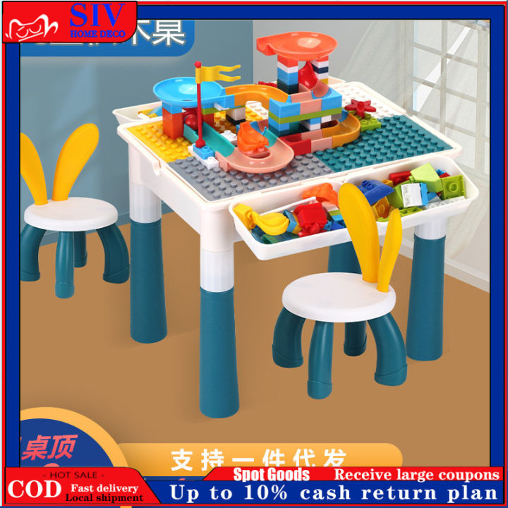 2in1 Kids Building Blocks Table Chairs Set | Lazada PH