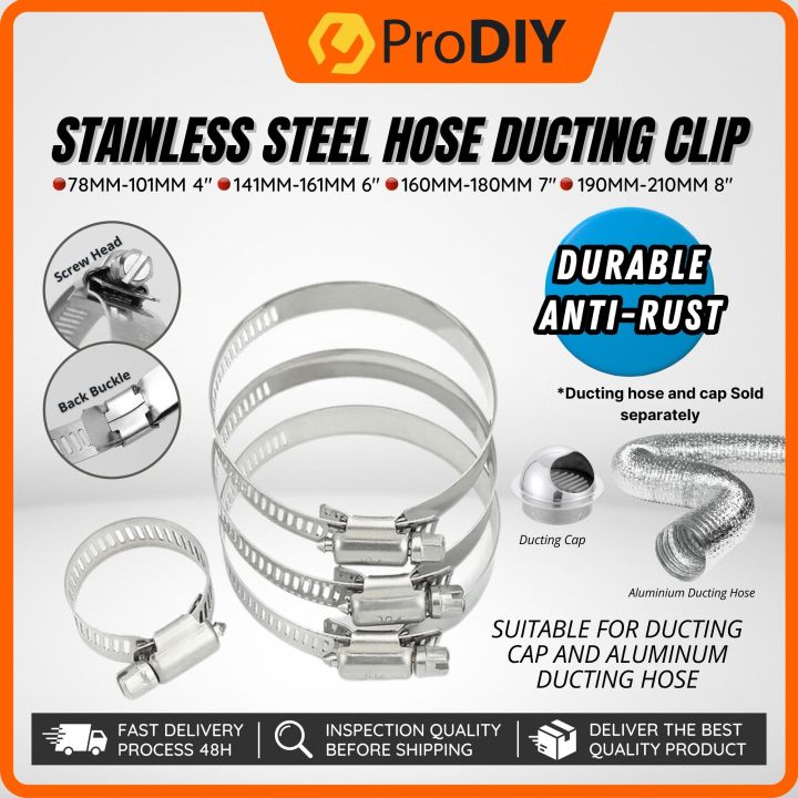 Stainless Steel Ducting Hose Clip Anti-Rust Lock Clamp Adjustable Pipe ...