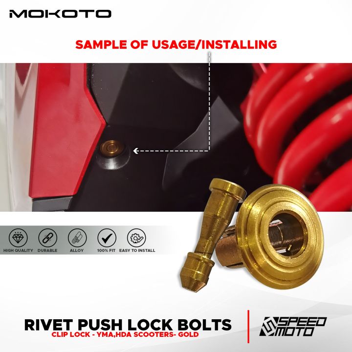 MOKOTO RIVET ALLOY FASTENER SCREW / PUSH PIN RIVET LOCK BOLTS GOLD FOR ...
