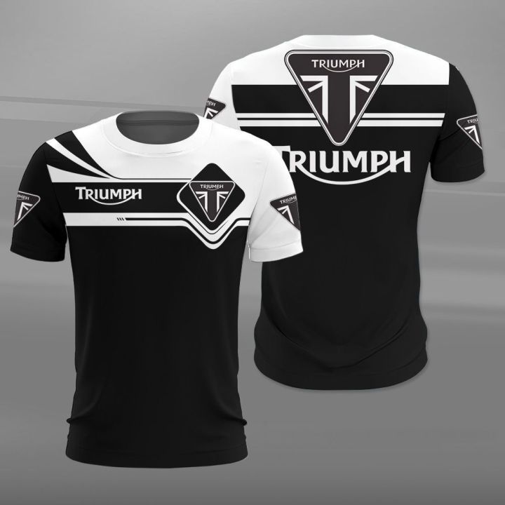 Summer Triumph t-shirt moto racing 3D printed black white custon name ...