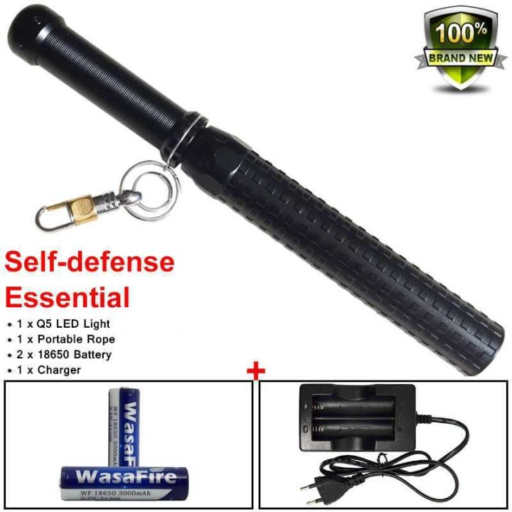 【CW】 Defense Telescopic Baton Flashlight Tactical Flash Stick Zoomable ...