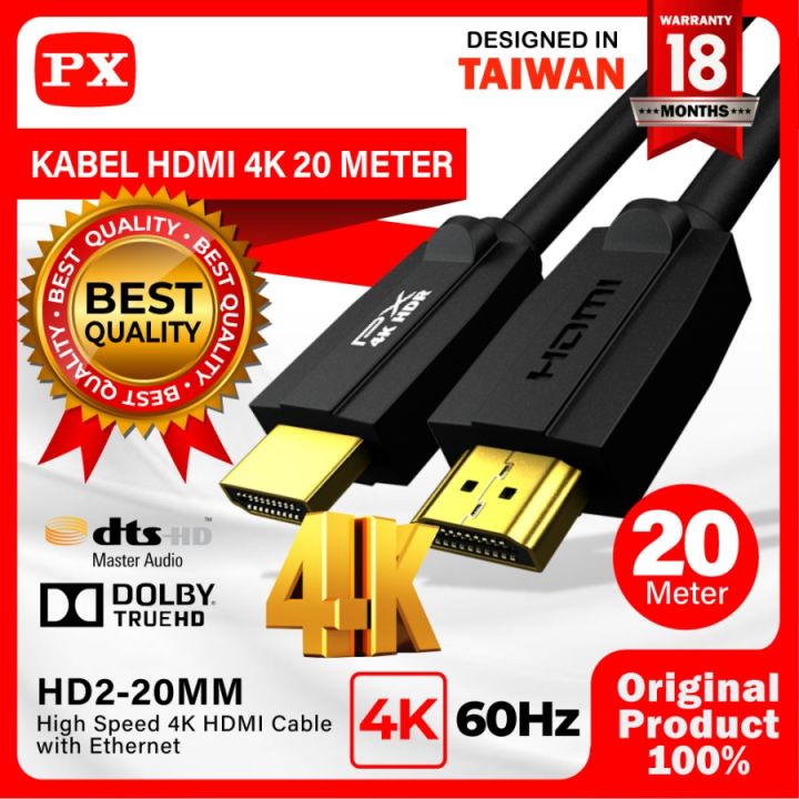 PX HD2-20MM Kabel HDMI 4K HDR ARC HDMI Cable Ethernet 20 meter | Lazada ...