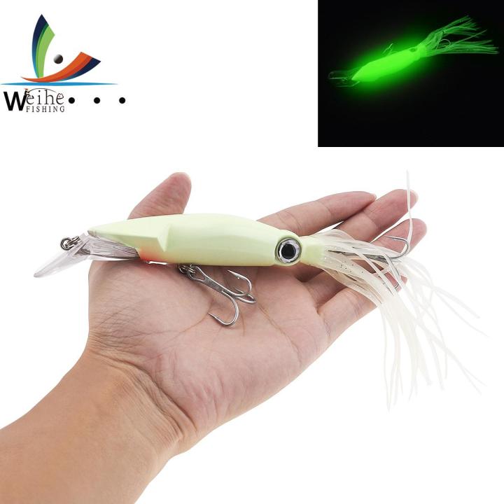Weihe Squid Skirts Hard Fishing Lure Swimbait Octopus Luminous Bait ...