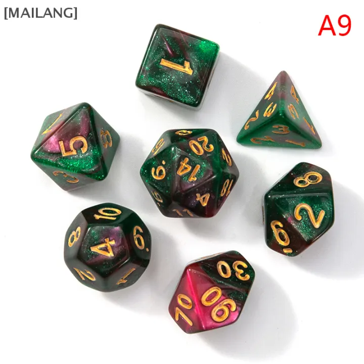 [MAILANG] 7Pcs Mix Dice Set Portable Toys For Adults Kids Polyhedral D4 ...