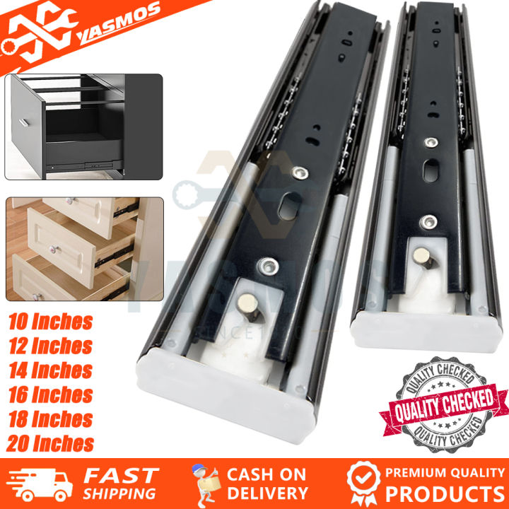 2PCS Heavy Duty Drawer Slider Drawer Extension Slide Steel Ball Bearing ...