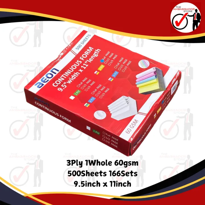 AEON 3Ply Carbonless Continuous Computer Form Paper 1Whole 60gsm ...
