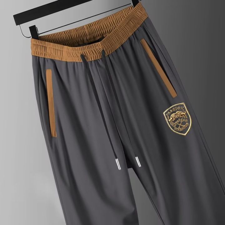 Joggers Pants for Men Nine-point Sports Sweatpants Ice Silk Straight ...