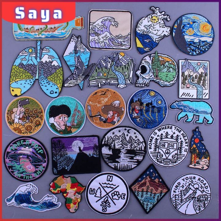 Outdoor Mountain Embroidery Patches For Clothing Travel Iron On Patches ...