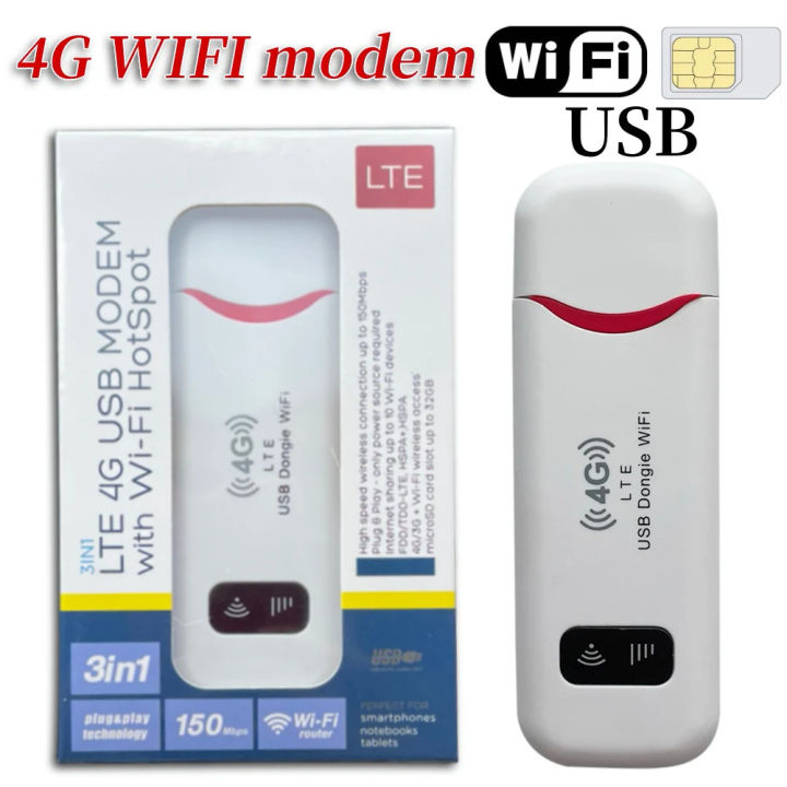 4G Modem LTE Wireless USB Dongle Mobile Broadband 150Mbps Network Modem SIM Card WiFi Router ...