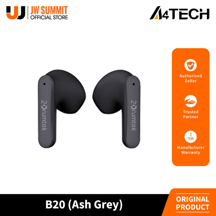 A4Tech B20 2Drumtek Bluetooth v5.2 Wireless In Ear Earphone Ash Grey ...