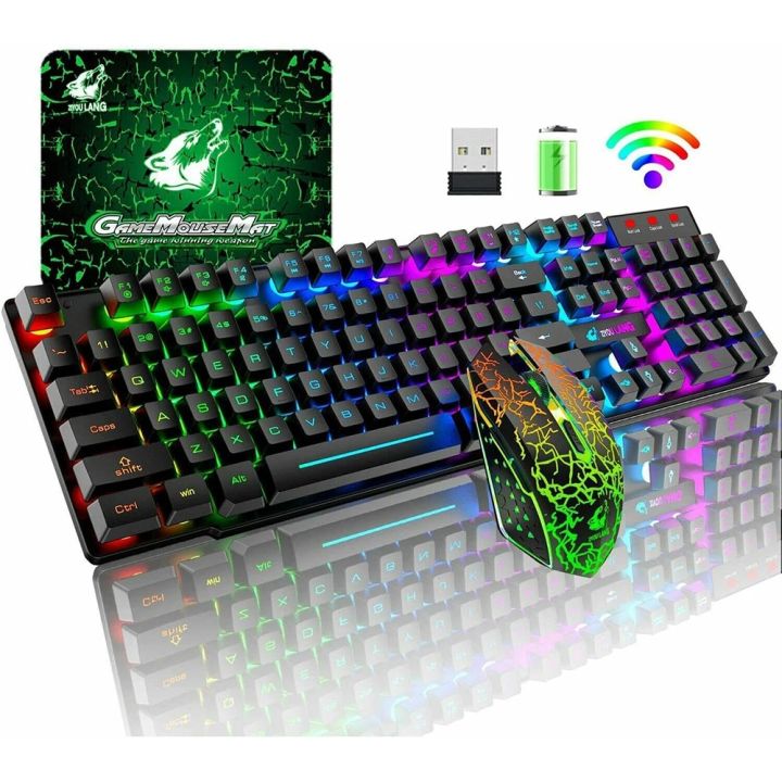 Gaming Mechanical Keyboard Feel Rainbow LED Backlight USB Keyboard And ...